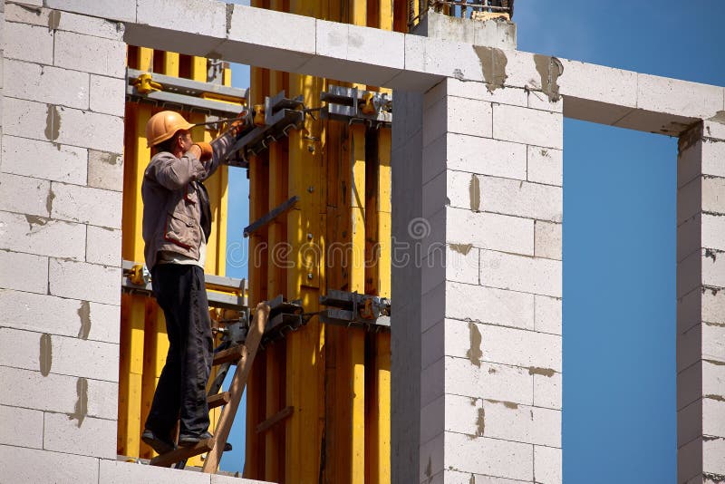 Construction of a High-rise Building, the Formation of Cement Supports ...