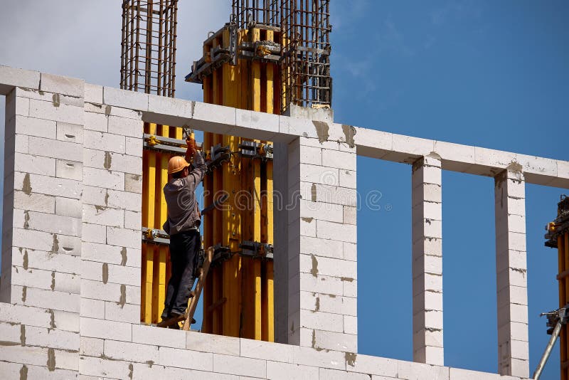 Construction of a High-rise Building, the Formation of Cement Supports ...