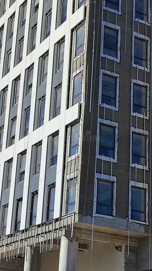 Construction of a High-rise Building, Gray Office Windows Building ...