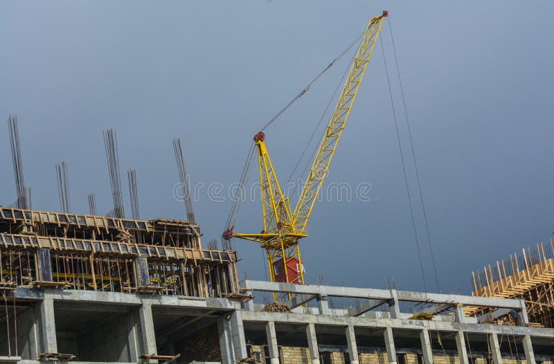 Construction of High-rise Building, Hoisting Crane Editorial Stock ...