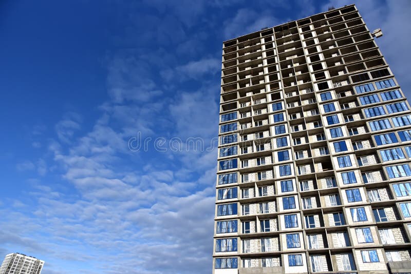 Construction the High-rise Building. Installation of Double-glazed ...