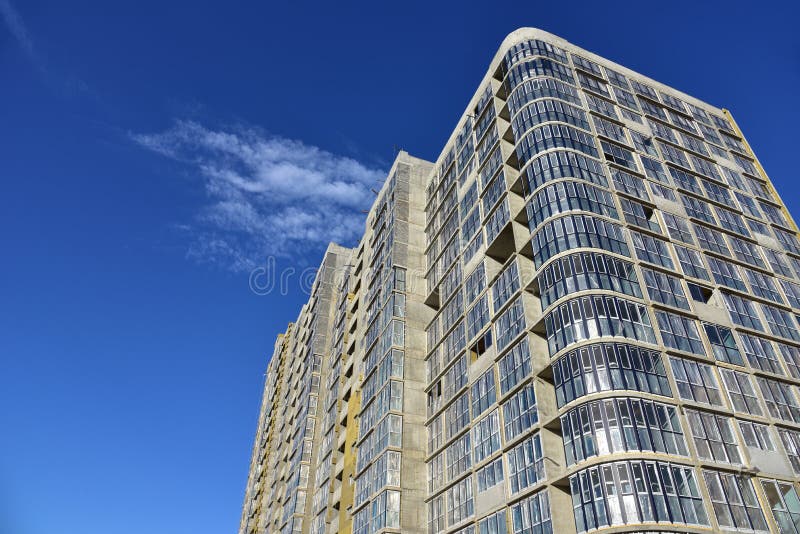 Construction the High-rise Building. Installation of Double-glazed ...