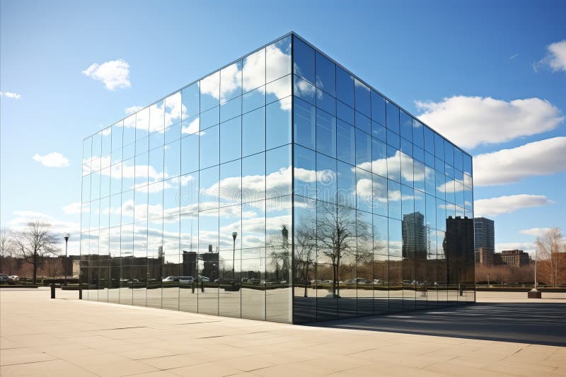 Construction of a High-Rise Building with Mirrored Facades on a Bright ...