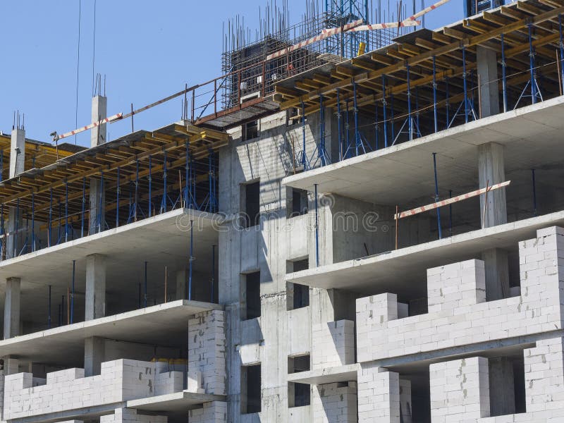 Construction of a High-rise Building. Repair, Construction. Close Up ...