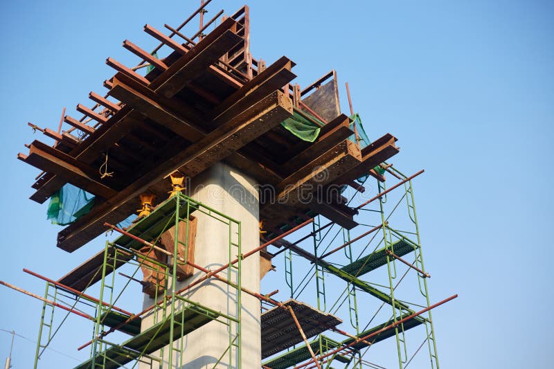 Construction of a High-rise Building with Scaffolding and Construction ...