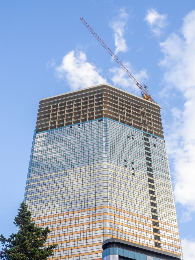 Construction of a High-rise Building. Skyscraper Glazing. Modern ...