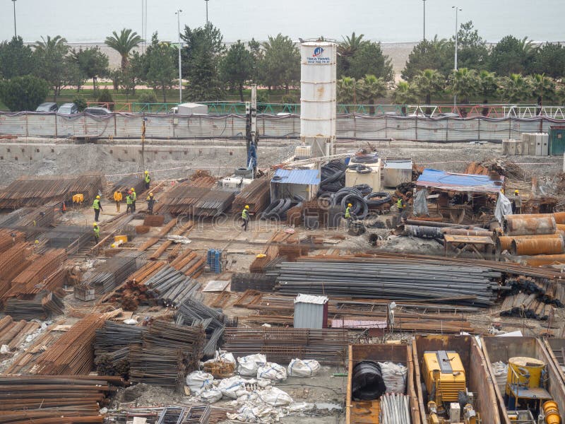 Construction of a High-rise Building. View from Above. Start of ...