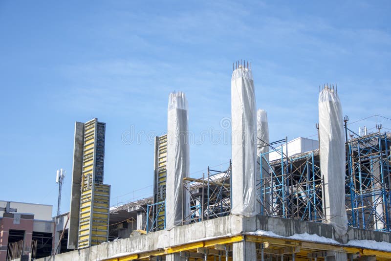 Construction of High-rise Buildings, Concrete Formwork, Rebar Frame ...