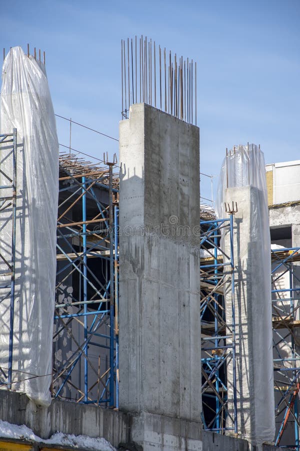 Construction of High-rise Buildings, Concrete Formwork, Rebar Frame ...