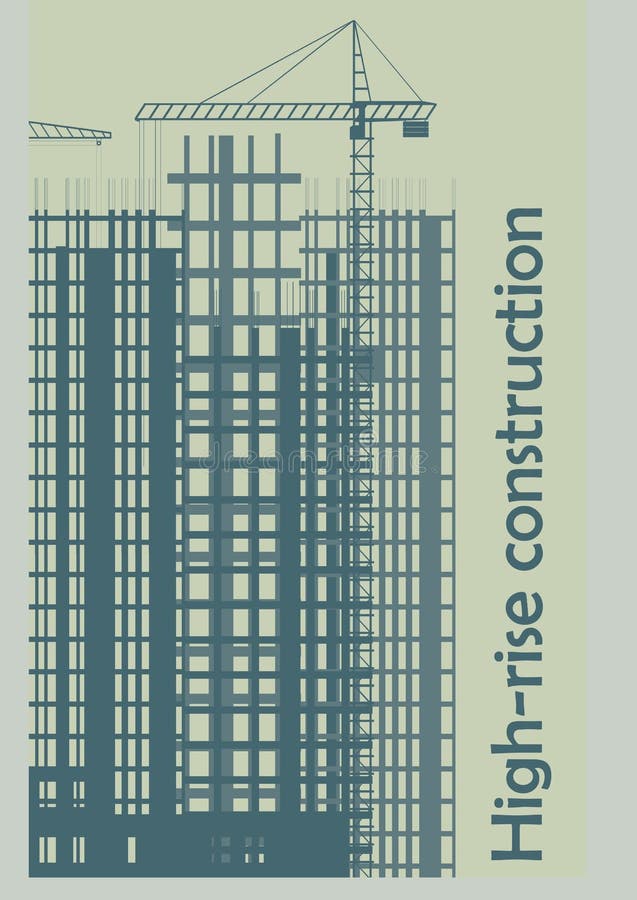 Construction of High-rise Buildings. Stock Vector - Illustration of ...
