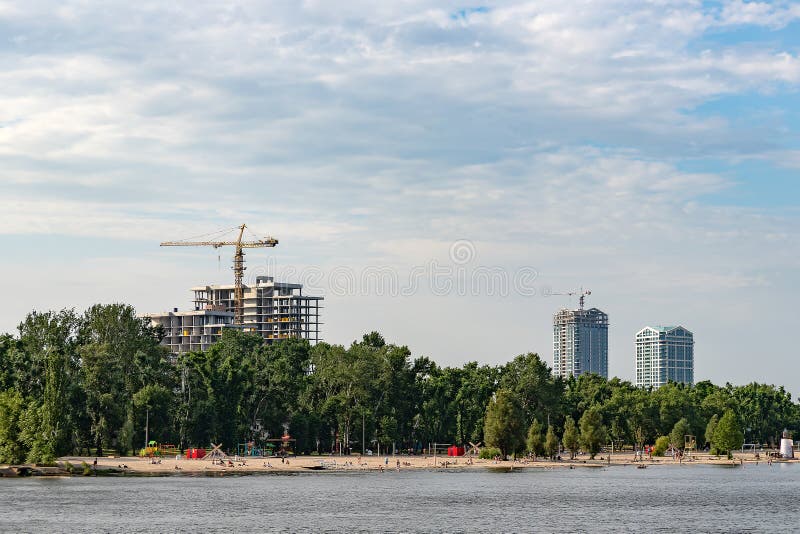Construction of High-rise Buildings on the Seashore. View of the City ...