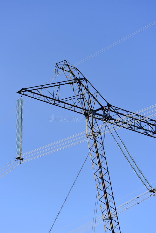 The Construction of a High-voltage Power Line in Close-up. Wires on a ...