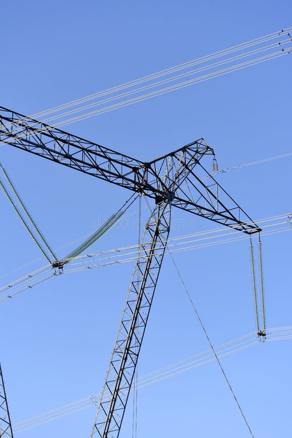 The Construction of a High-voltage Power Line in Close-up. Wires on a ...