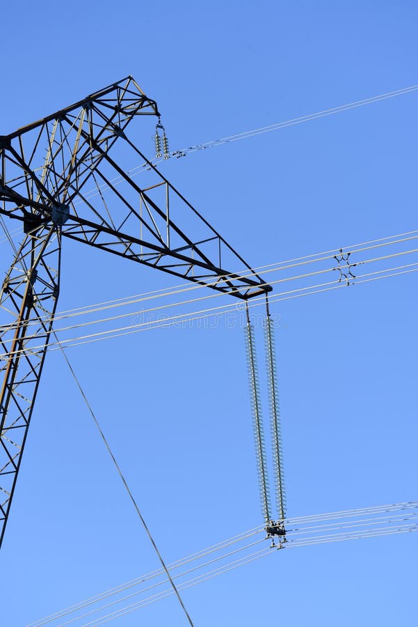 The Construction of a High-voltage Power Line in Close-up. Wires on a ...