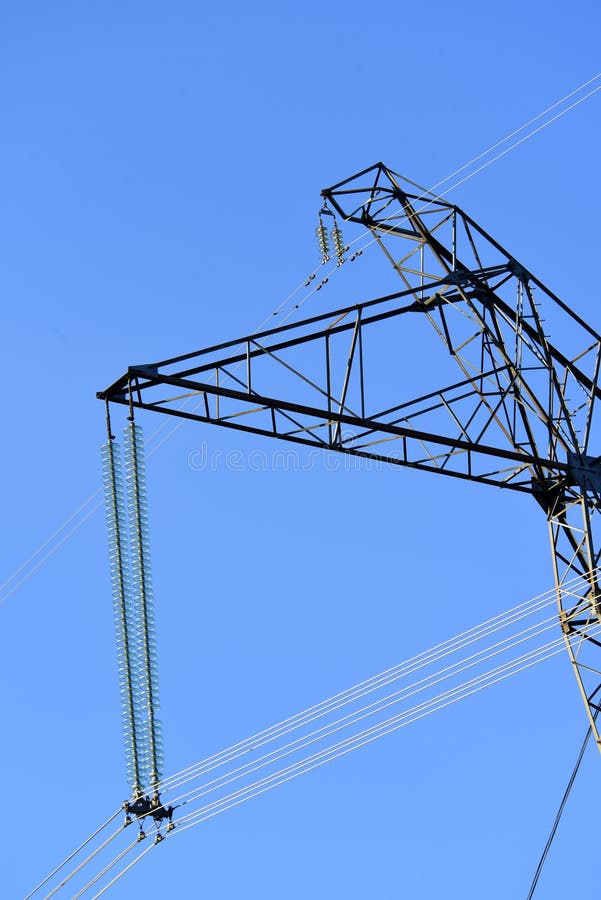 The Construction of a High-voltage Power Line in Close-up. Wires on a ...