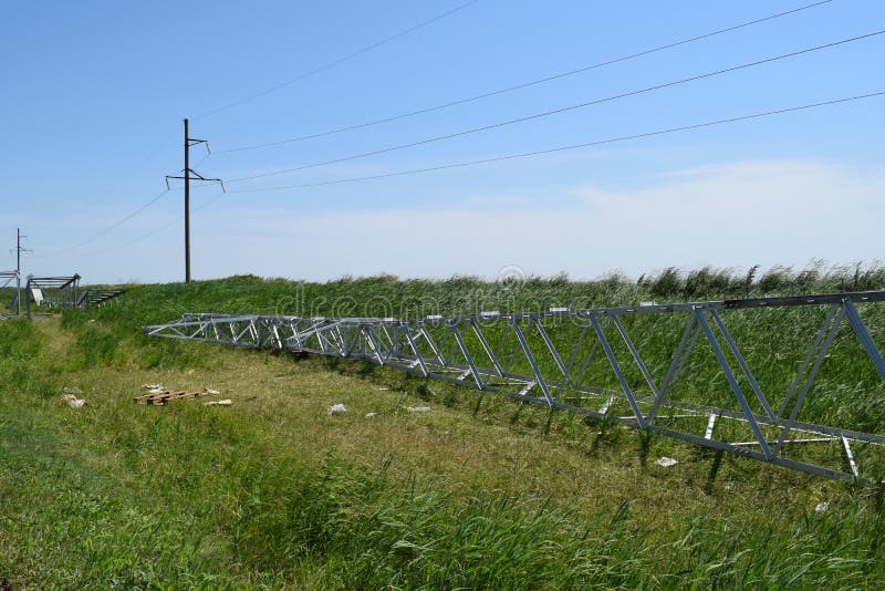 Construction of a High-voltage Power Line. Stock Photo - Image of line ...