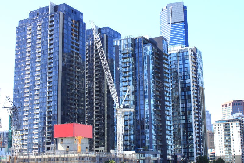 Construction Work on Highrise Buildings Stock Image - Image of ...