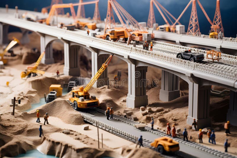 Construction of a Highway Bypass. Miniature Model of a Construction ...