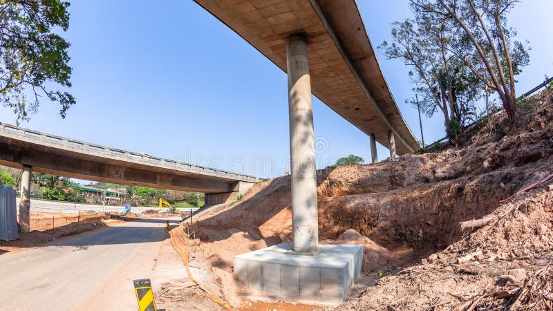 Construction Highway Expansion Columns Ramps Stock Photo - Image of ...