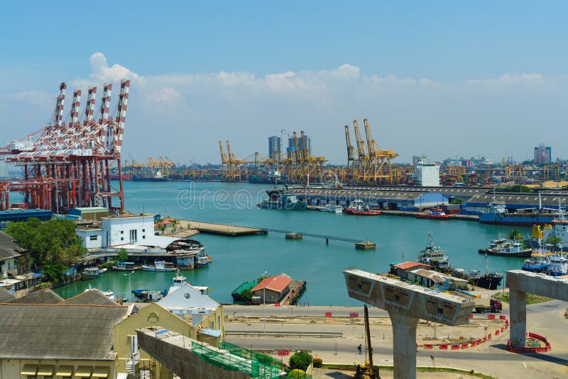 Construction of a Highway with a Huge Sea Port Stock Photo - Image of ...