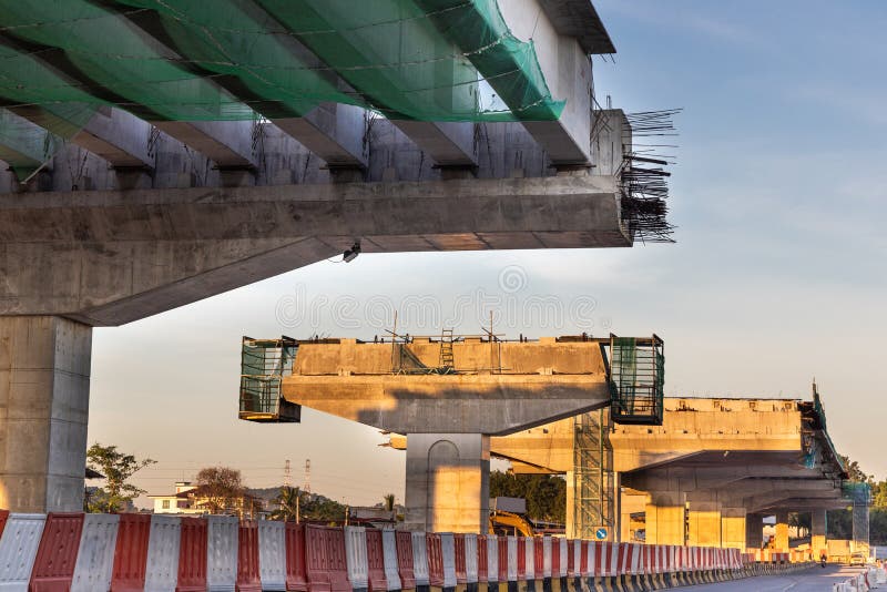 Construction of Highway Overpass Bridge Infrastructure in Progress with ...