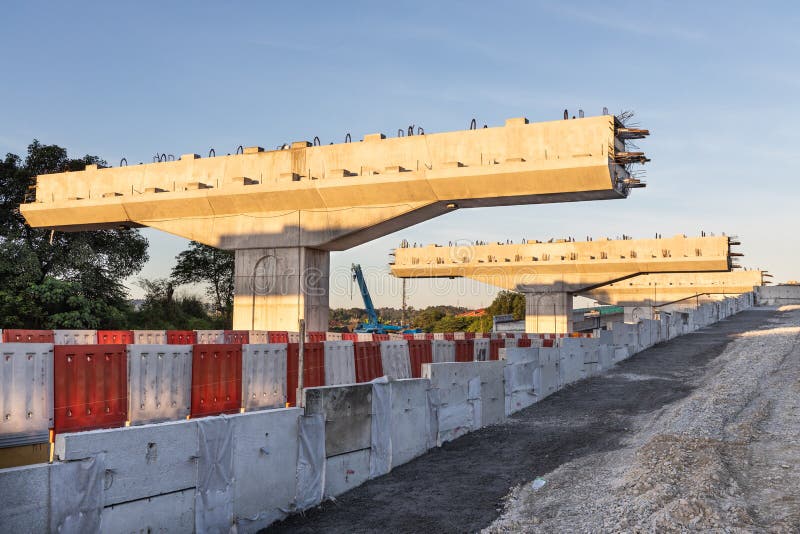 Construction of Highway Overpass Bridge Infrastructure in Progress with ... Construction of Highway Overpass Bridge Infrastructure in Progress with ...