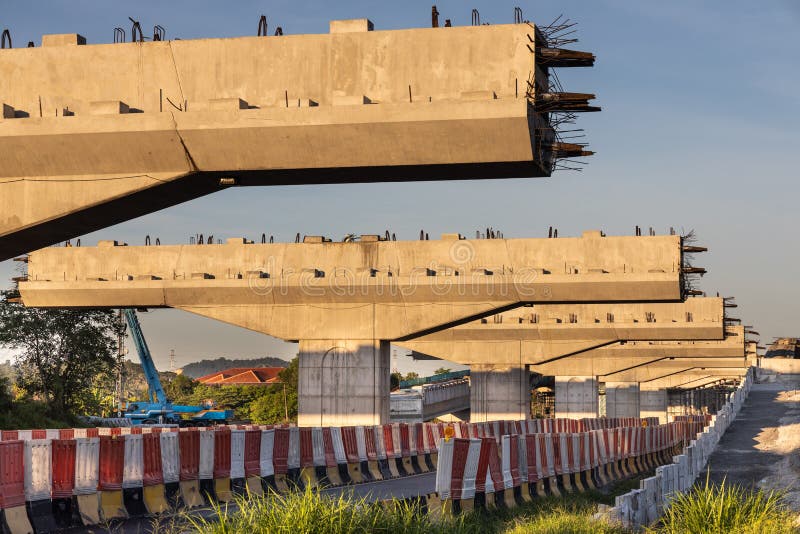 Construction of Highway Overpass Bridge Infrastructure in Progress with ...