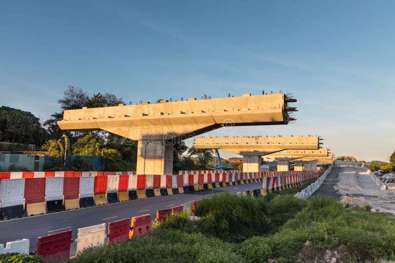 Construction of Highway Overpass Bridge Infrastructure in Progress with ...