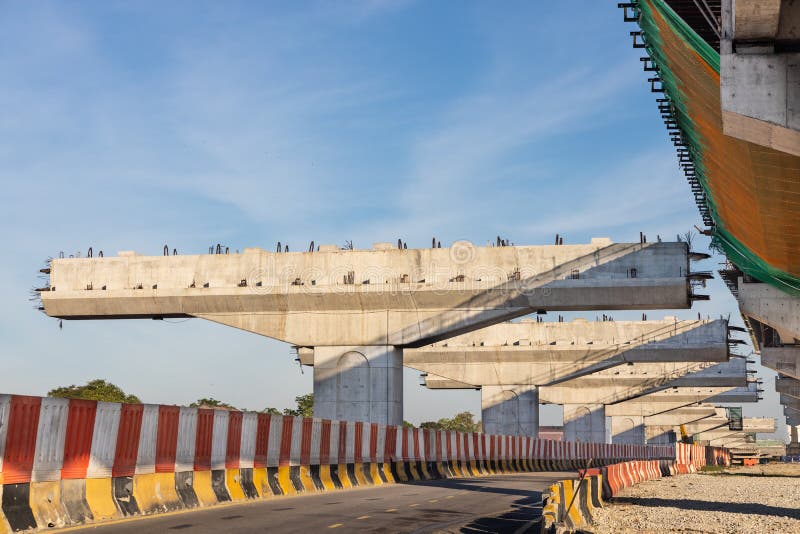 Construction of Highway Overpass Bridge Infrastructure in Progress with ...