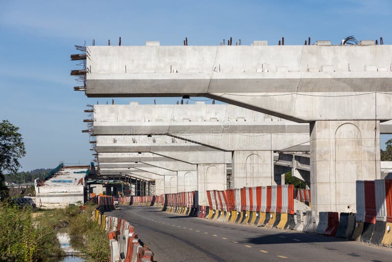 Construction of Highway Overpass Bridge Infrastructure in Progress with ...