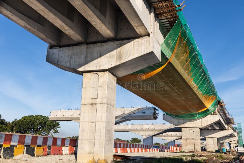 Construction of Highway Overpass Bridge Infrastructure in Progress with ...