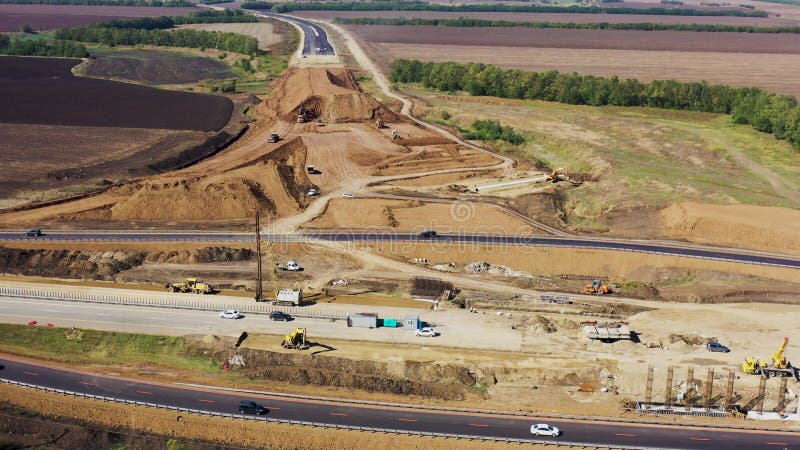 Construction of a Highway. the Work of Road Equipment Stock Video ...