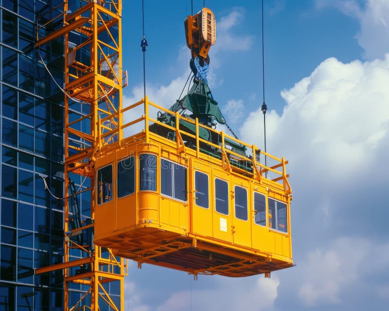 Construction Hoist Lifting Materials To the Top of a Skyscraper, High ...