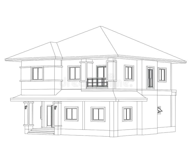 Construction Home Drawing stock illustration. Illustration of design ...