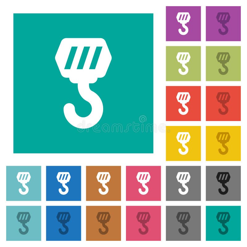 Construction Hook Square Flat Multi Colored Icons Stock Vector ...