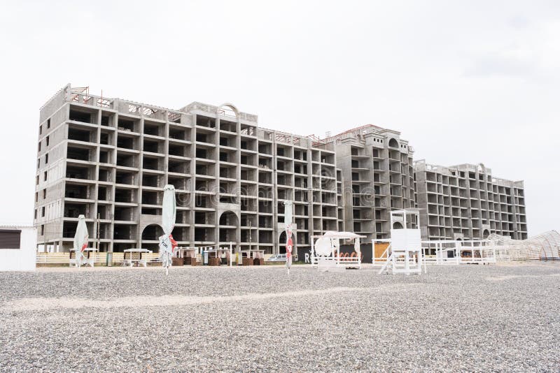 Construction of a Hotel on the Seashore. Building Near the Beach ...