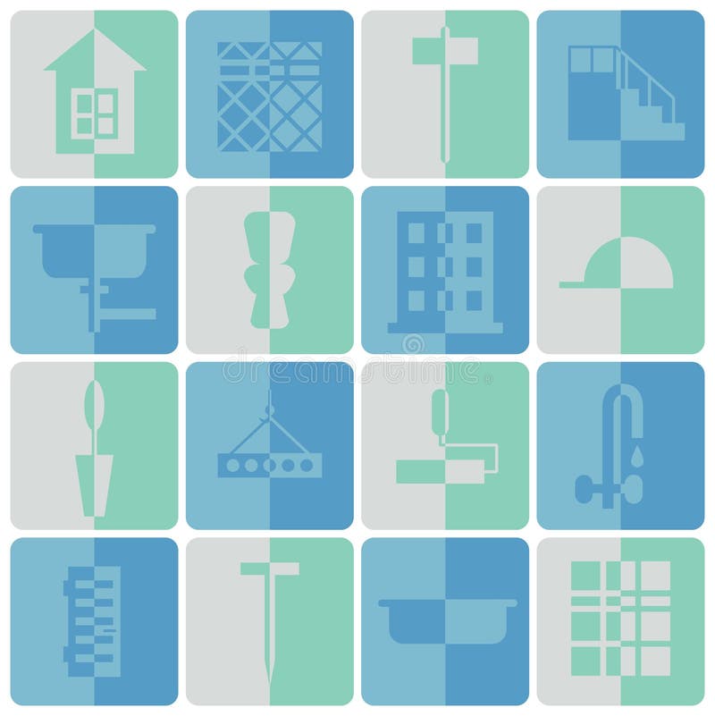 Construction and House Icon Set Half Stock Vector - Illustration of ...