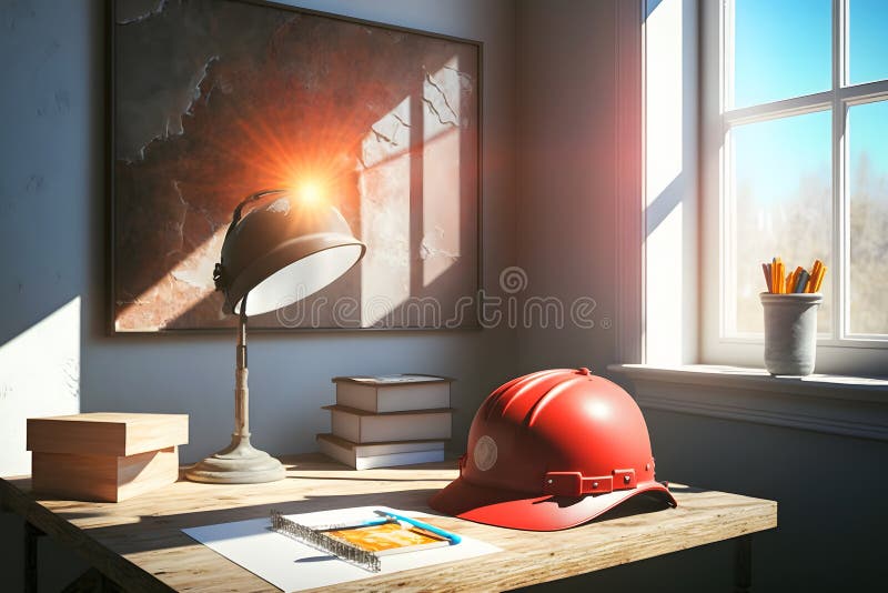 Construction House. Repair Work. Drawings for Building and Helmet Stock ...