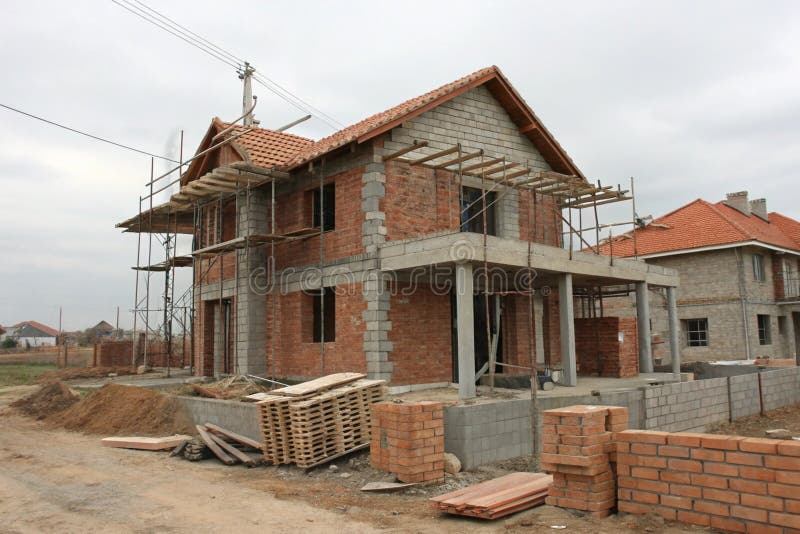 Construction House Structure Made from Cement and Brick Stock ...