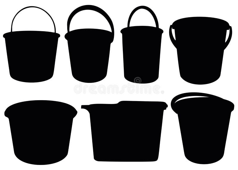 Construction and Household Buckets in a Set. Stock Vector ...