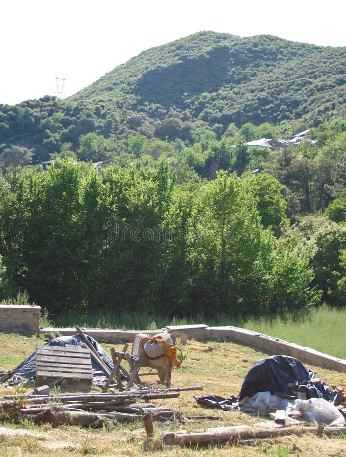 Construction of Houses in the Countryside Stock Image - Image of cement ...