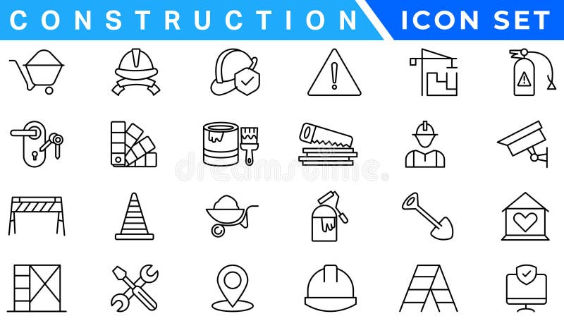 Construction Icon Element Set. Containing Crane, Building, Land ...