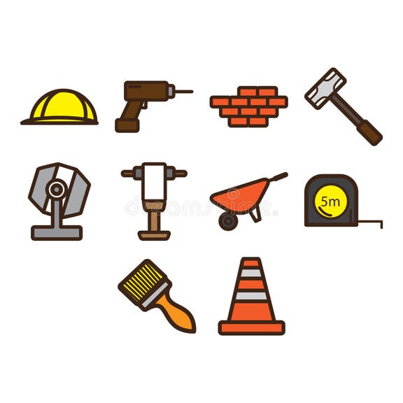 Construction icon set stock vector. Illustration of cartoon - 251700005