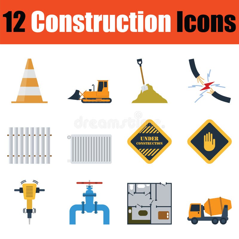 Construction icon set stock vector. Illustration of builder - 123293176
