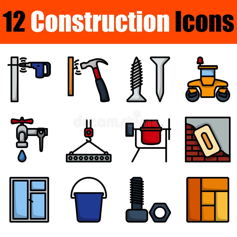 Construction icon set stock vector. Illustration of construction - 94375360