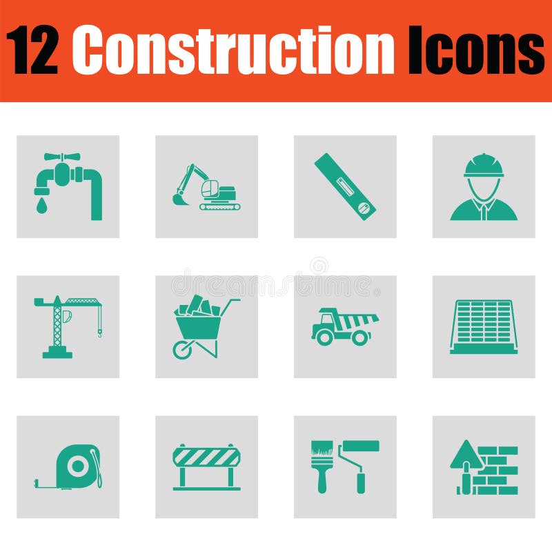 Construction icon set stock vector. Illustration of concrete - 93950556