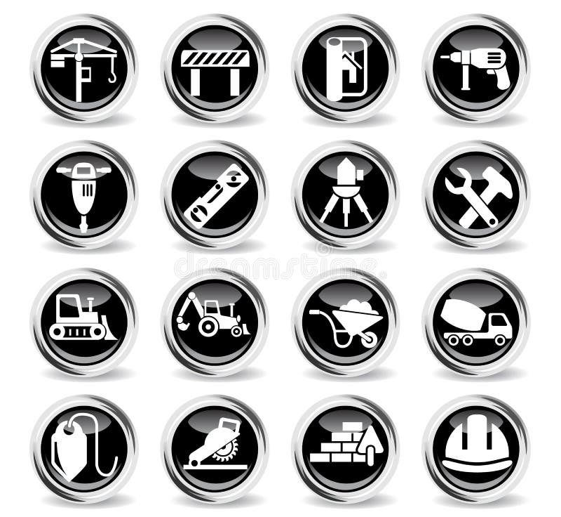 Construction icon set stock illustration. Illustration of crane - 88555346