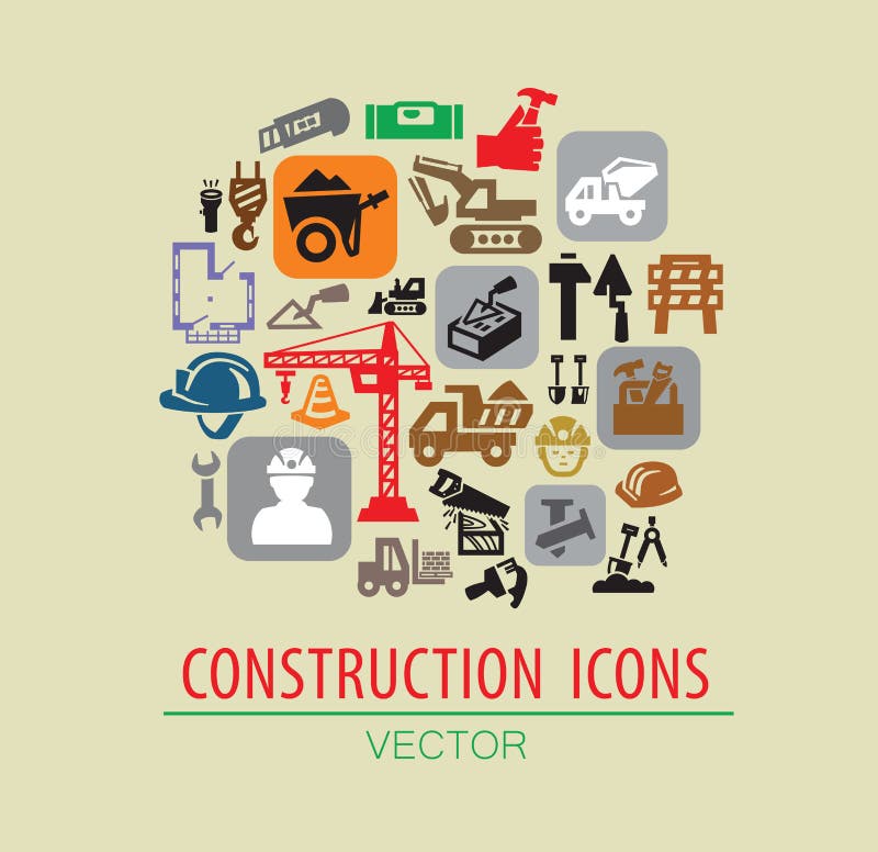 Construction icon set stock vector. Illustration of pictogram - 34475779