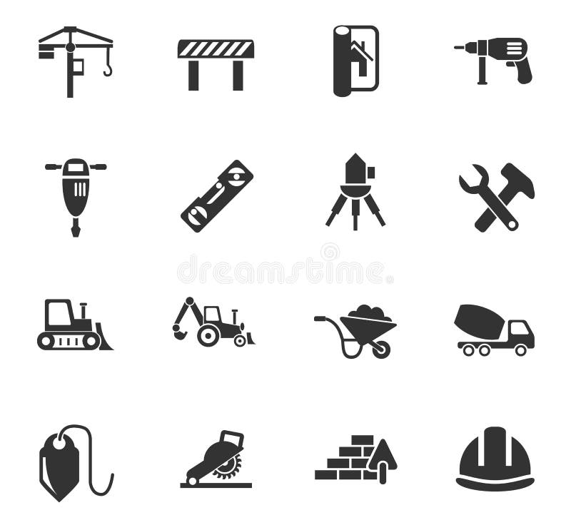 Construction icon set stock vector. Illustration of drawing - 88219214