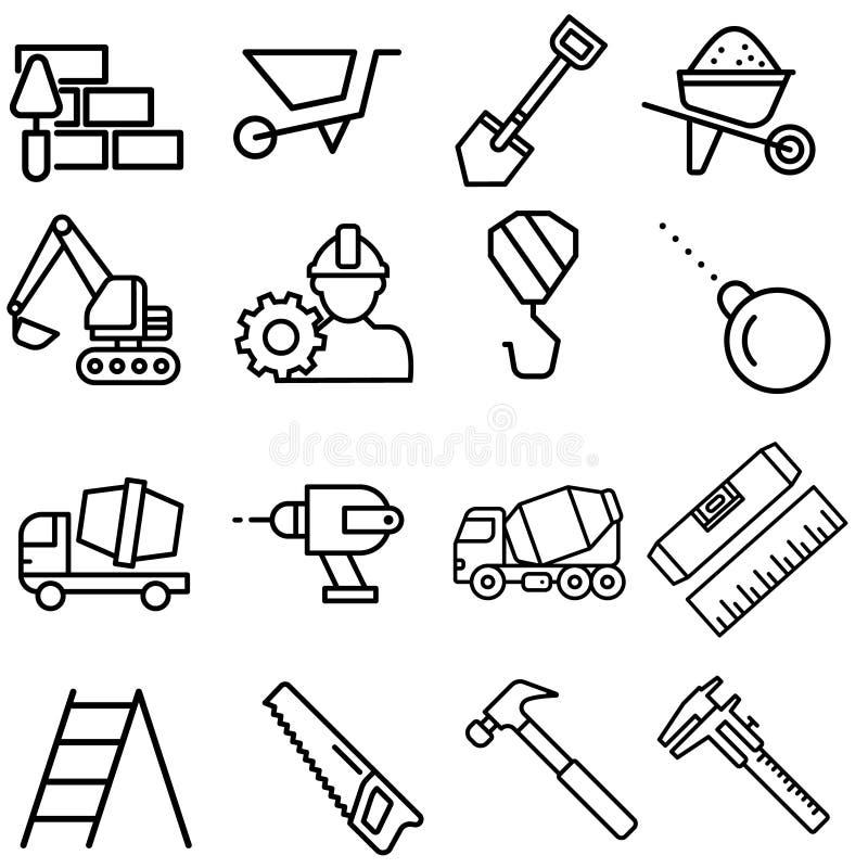 Construction Icon Vector Set. Building Illustration Sign Collection ...